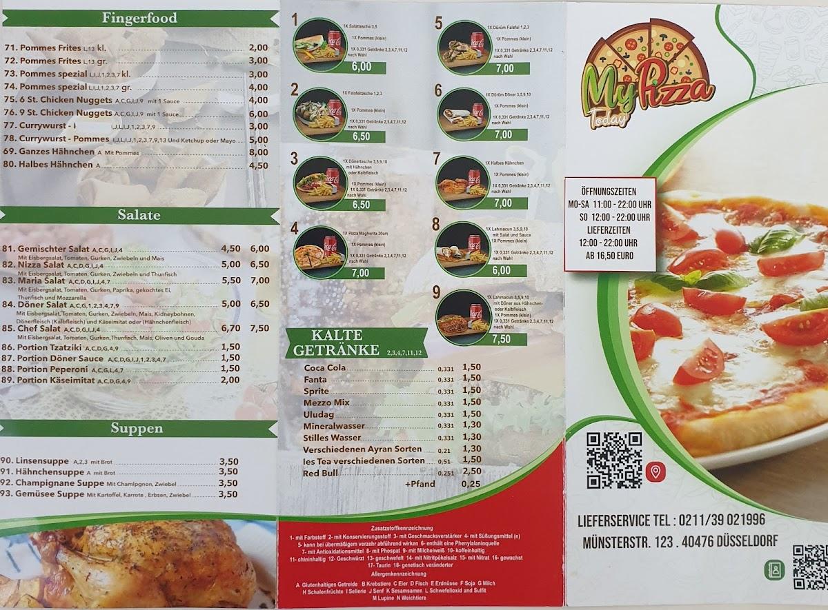 Menu at My Pizza Today, Düsseldorf