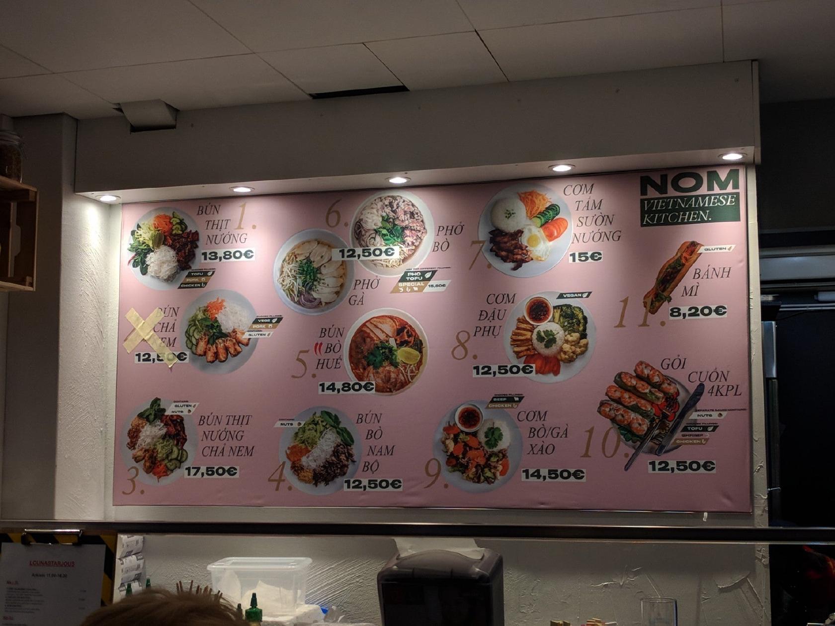 Menu at Restaurant NOM Vietnamese Kitchen, Helsinki