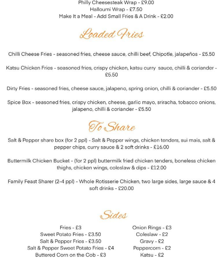 Menu at Rustik Rotisserie Nutrition pub & bar, Prescot
