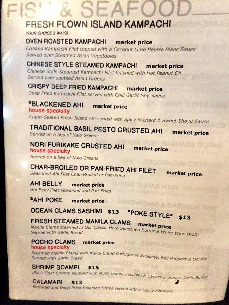 Menu at Side Street Inn pub & bar, Honolulu, Hopaka St