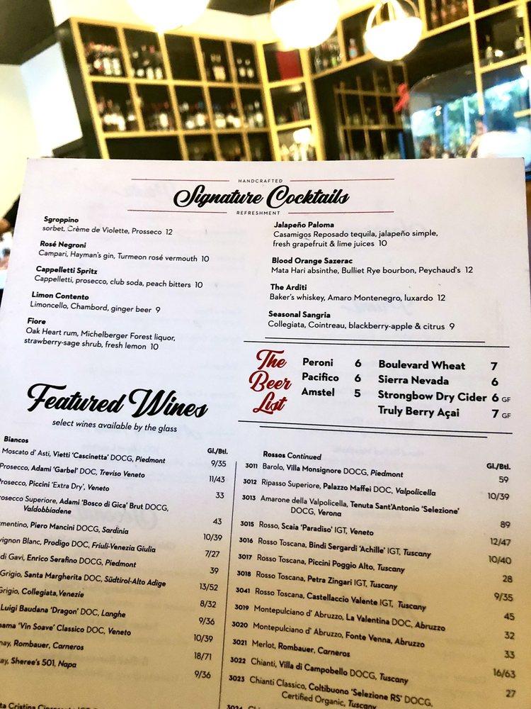 Menu at Sparrow Modern Italian pub & bar, Edmond