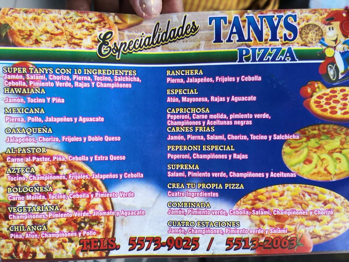 Menu at Tanis Pizza restaurant, San Miguel Ajusco, La Loma