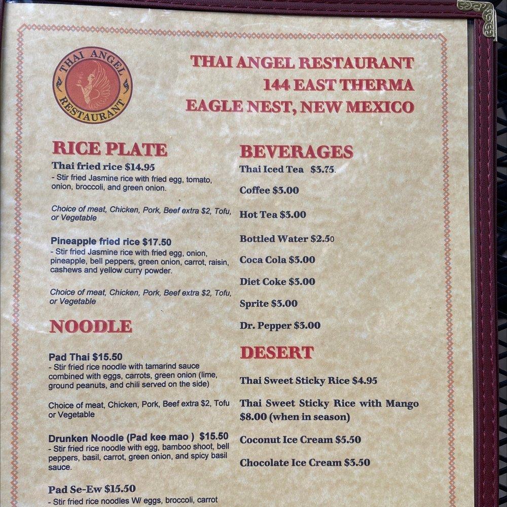 Menu at Thai Angel Restaurant, Eagle Nest