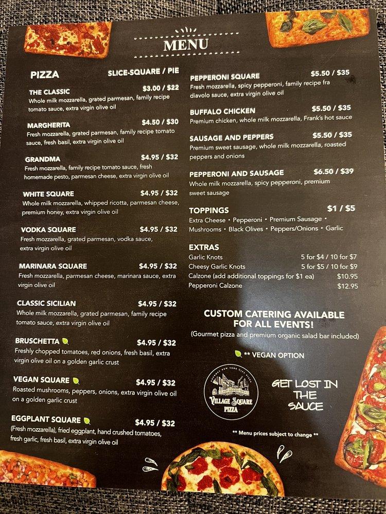Menu at Village Square Pizza - Upper East Side pizzeria, New York City