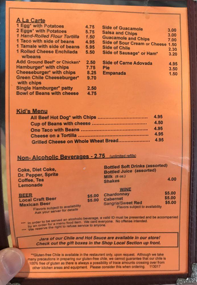 Menu at Duran Central Pharmacy restaurant, Albuquerque