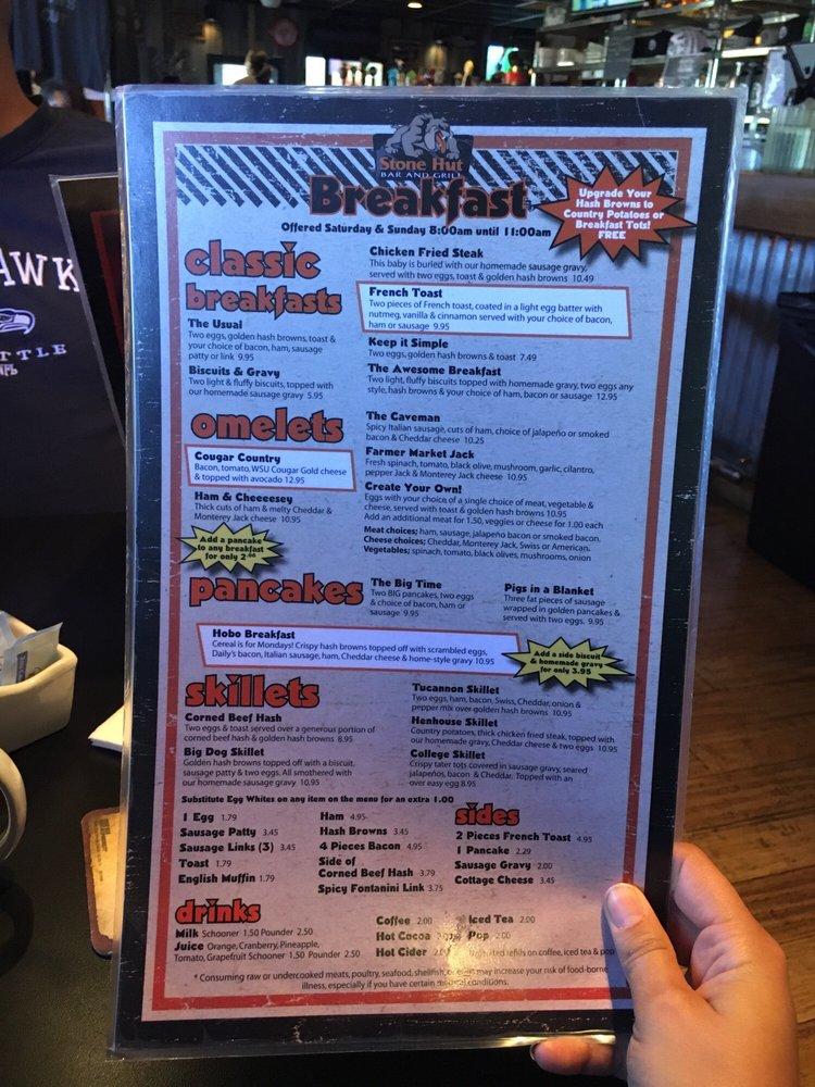 Menu at Stone Hut Bar & Grill, Walla Walla