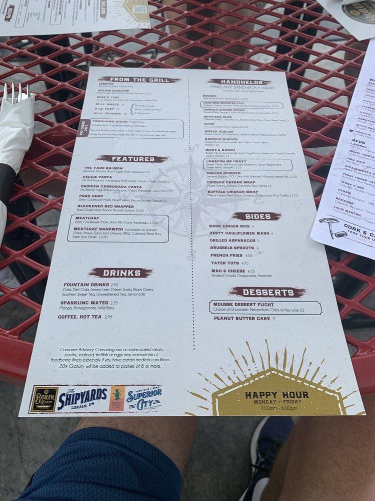 Menu at The Boiler Room Taphouse pub & bar, Lorain