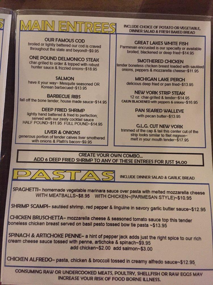 Menu at Great Lakes Grill pub & bar, Cheboygan