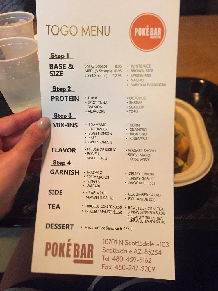 Menu at Poke Bar, Scottsdale, N Scottsdale Rd #103