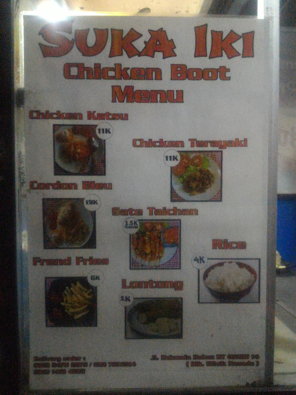 Menu at Suka Iki Chicken Booth restaurant, Bandung