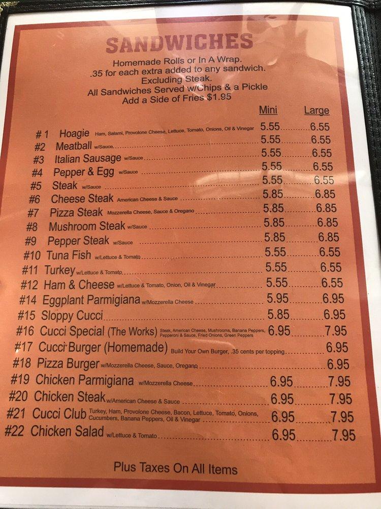 Menu at Cucci's At the Varsity pub & bar, Hot Springs