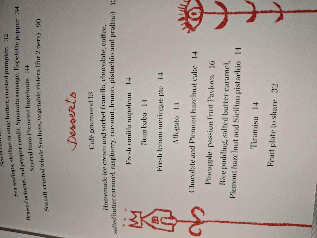 Menu at Loulou Restaurant Paris, Paris, 107 Rue de Rivoli