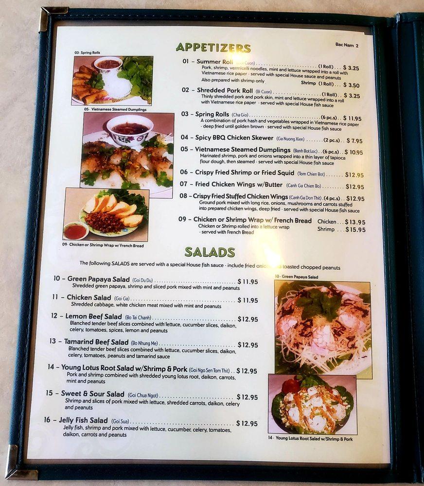 Menu at Bắc Nam restaurant, Honolulu