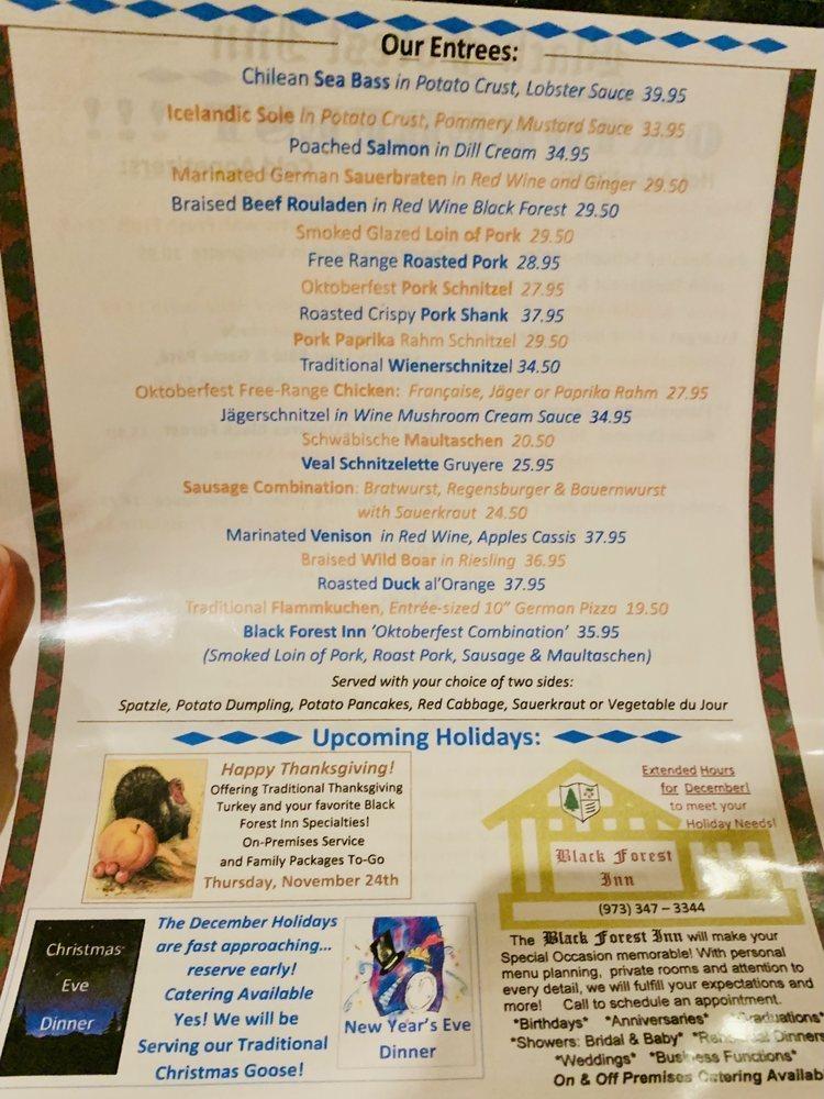 Menu at Black Forest Inn pub & bar, Stanhope