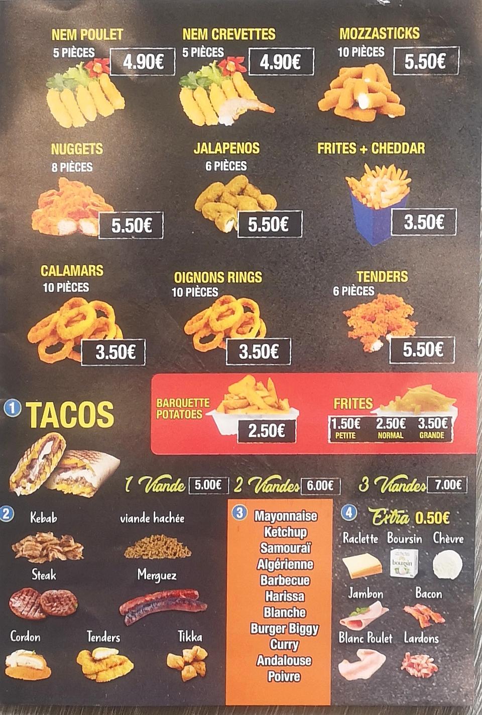 Menu au Delicio restaurant Limay, Limay