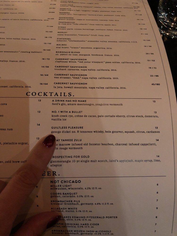 Menu at GT Prime Steakhouse, Chicago, 707 N Wells St
