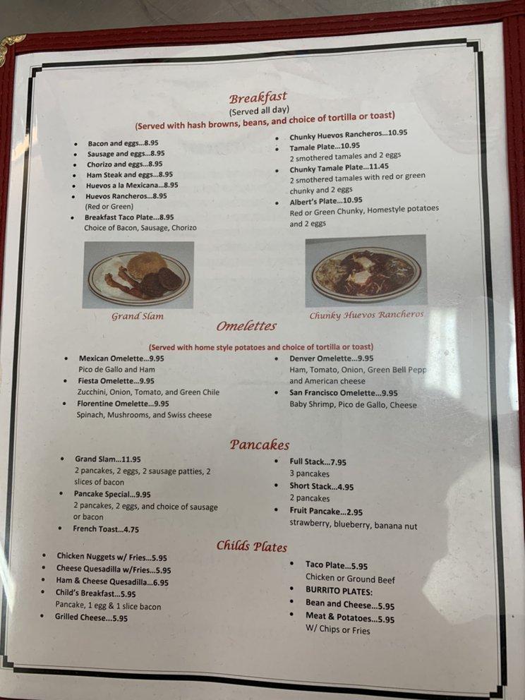 Menu at La Mexicana Restaurant, Bayard, Tom Foy Blvd