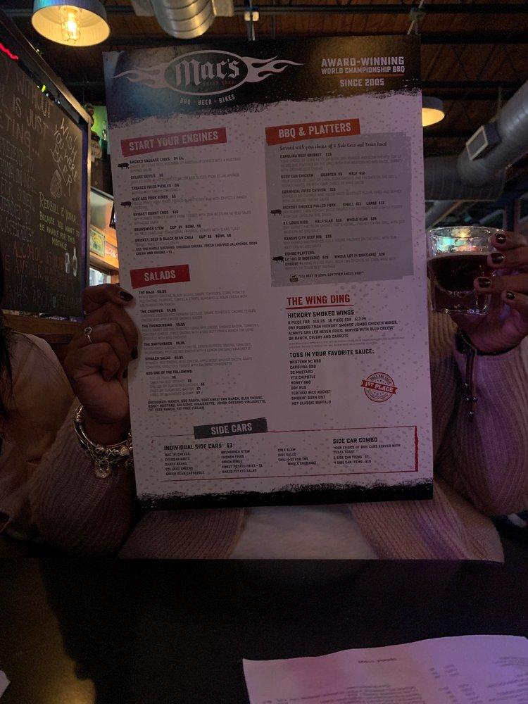 Menu at Mac's Speed Shop pub & bar, Charlotte, South Blvd