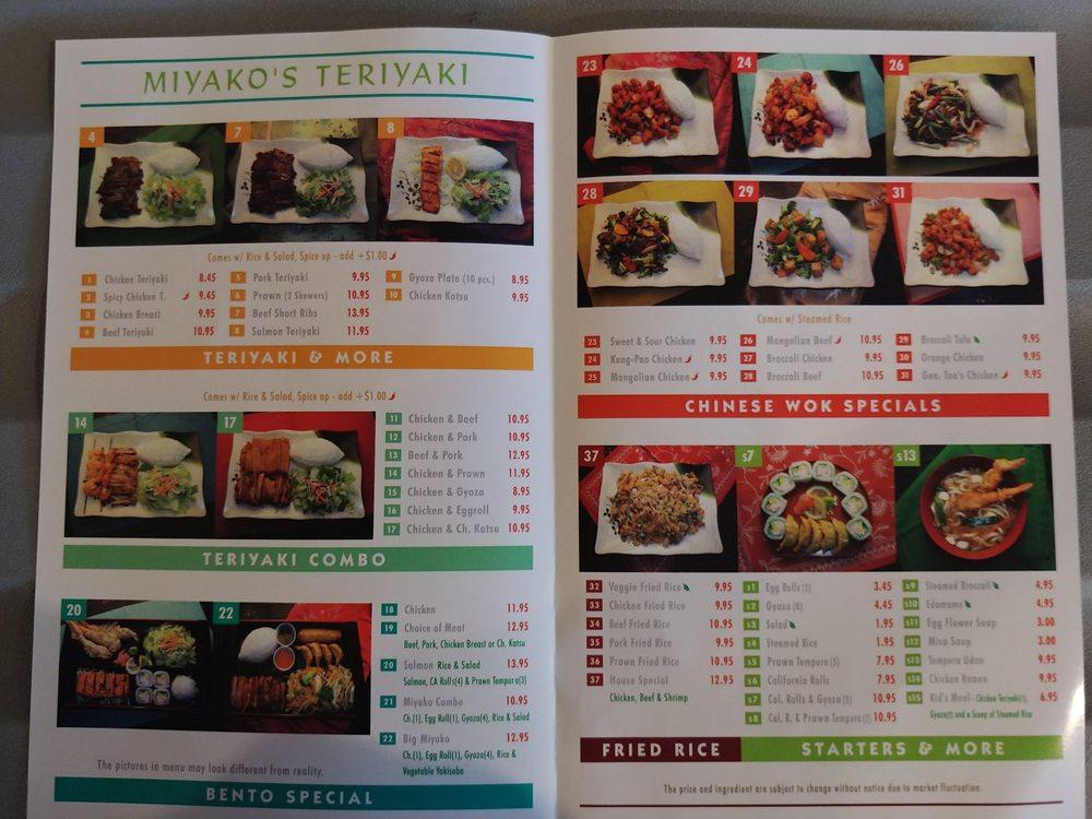 Menu at Miyako's Teriyaki & Wok restaurant, Everett