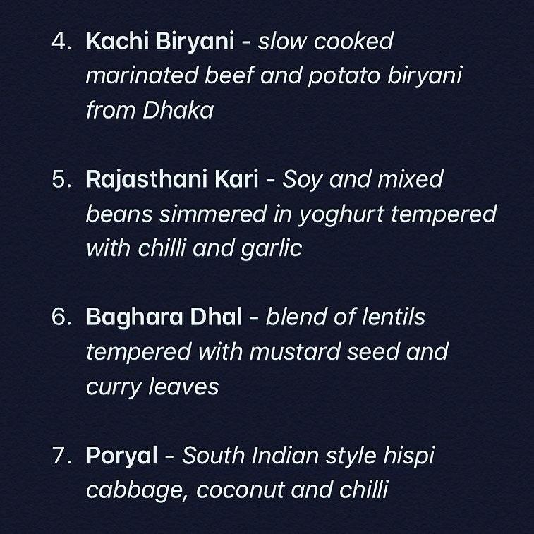 Menu at Opheem restaurant, Birmingham