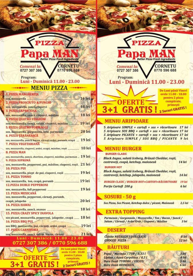 Menu at Pizza Papa Man, Bragadiru