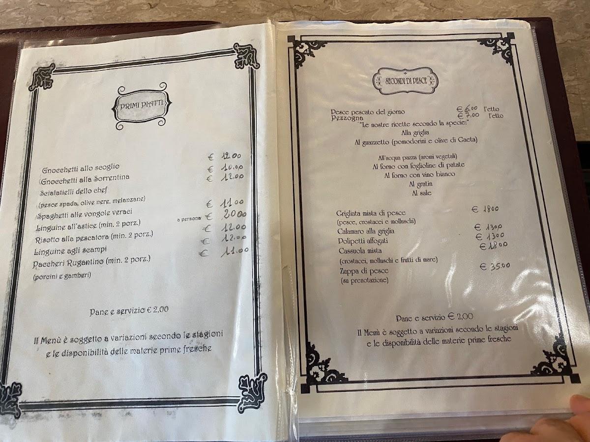 Menu da Ristorante Rugantino, Formia