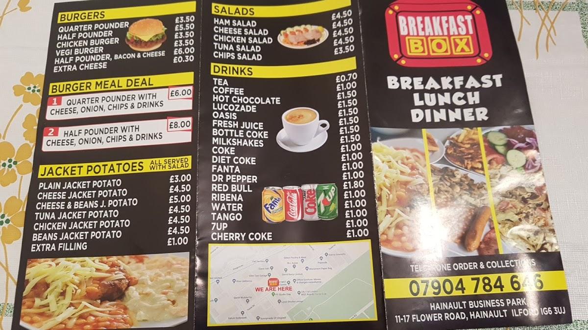 Menu at The Breakfast Box restaurant, London