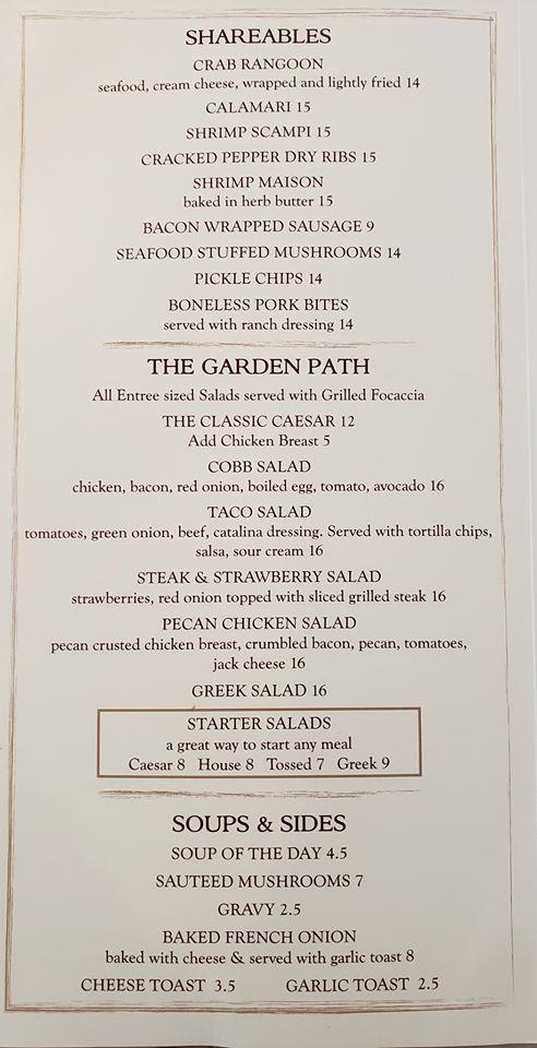 Menu at The Main Course Restaurant, North Battleford