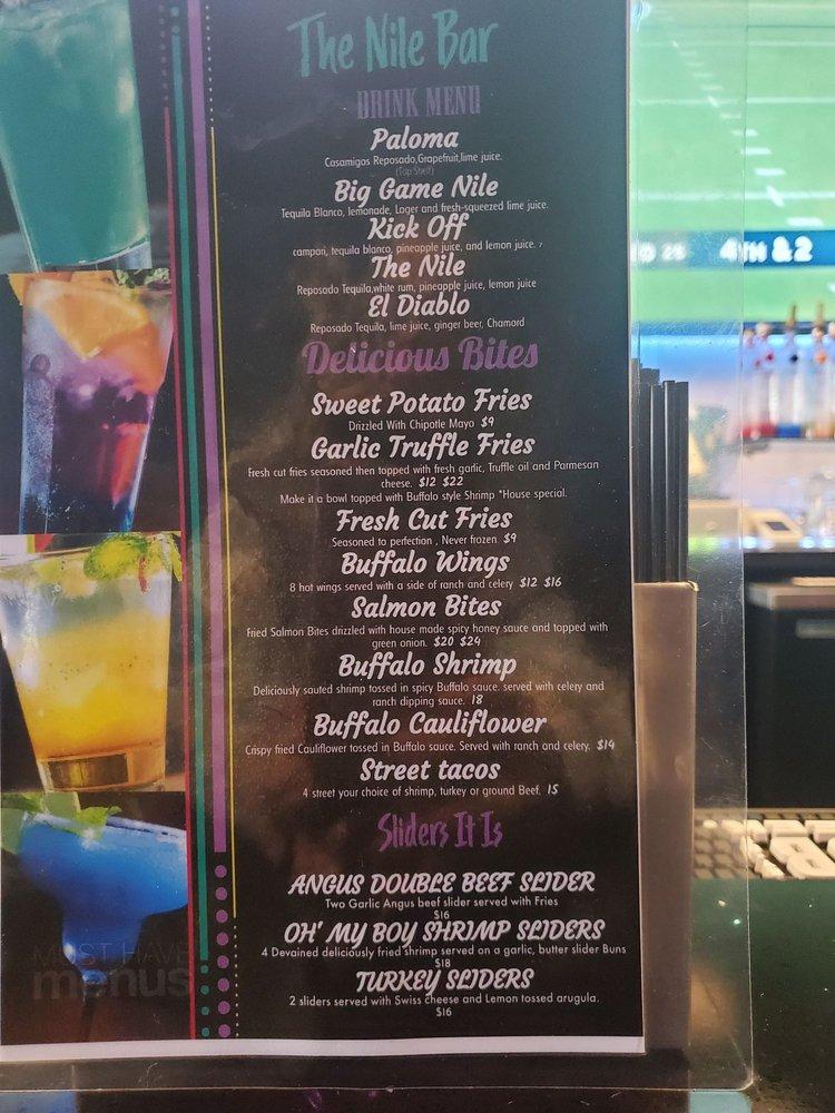 Menu at The Nile Bar, Inglewood