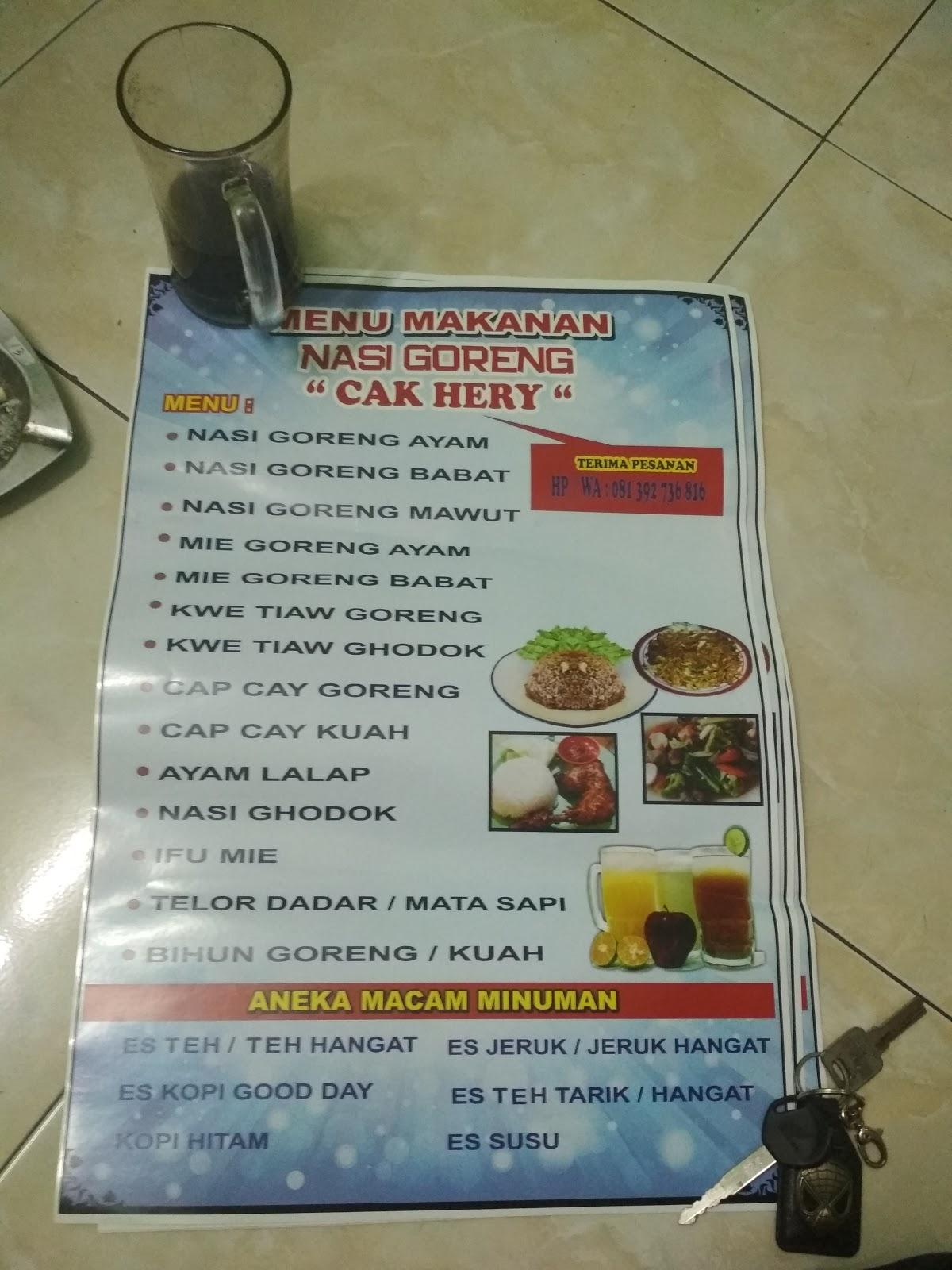 Menu at Warung "Cak Heri" restaurant, Semarang