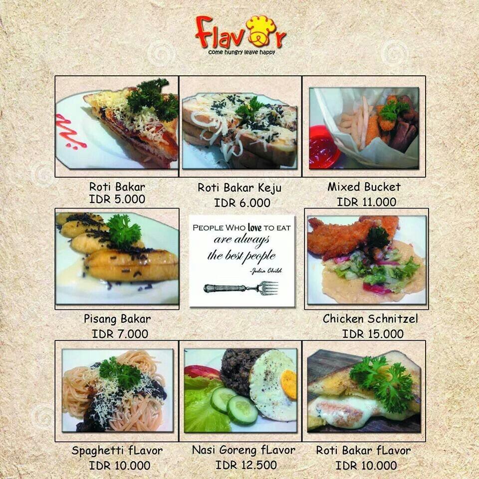 Menu at fLavor cafe, Semarang