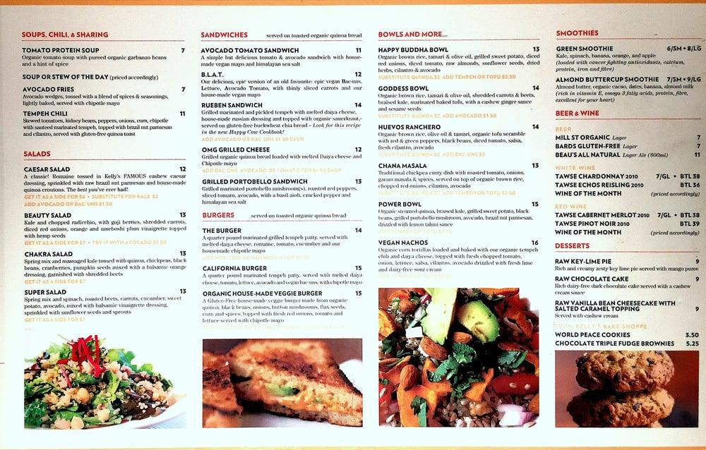 Menu at Lettuce Love Café, Burlington