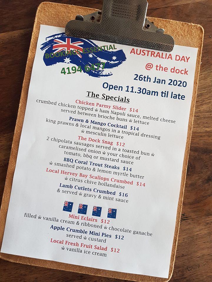 Menu at The Dock Hervey Bay - Tapas Bar & Restaurant, Urangan