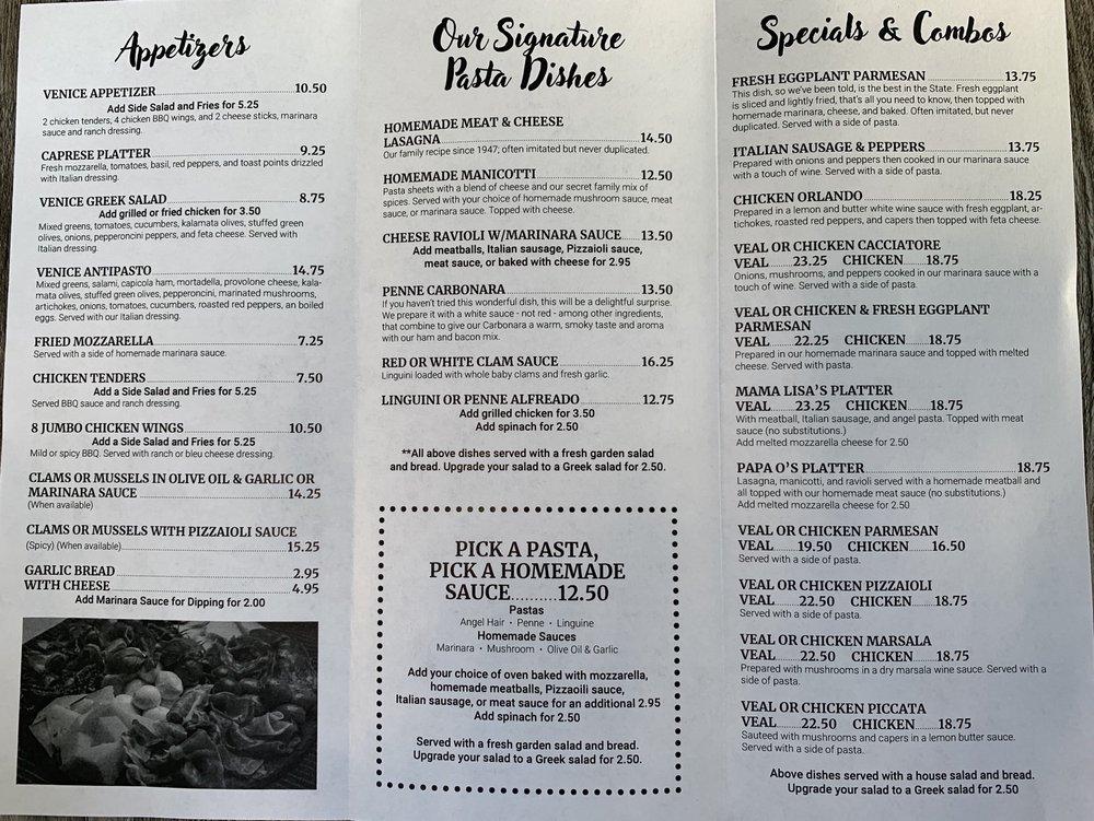 Menu at Venice Italian Kitchen restaurant, Atlantic Beach, 407 Atlantic ...