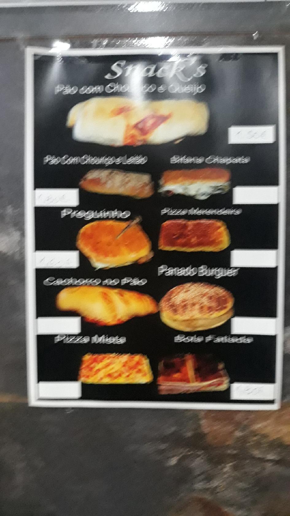 Menu at Alfa Café, Portugal