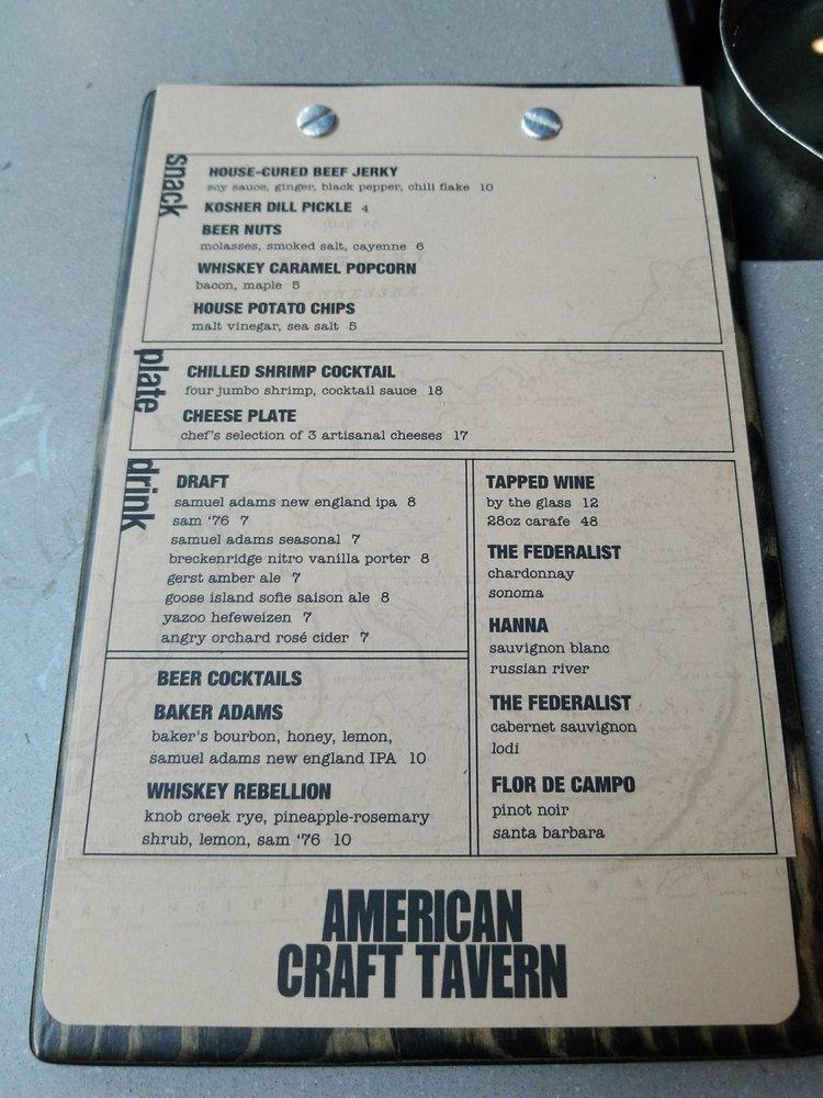 Menu at American craft tavern pub & bar, Nashville