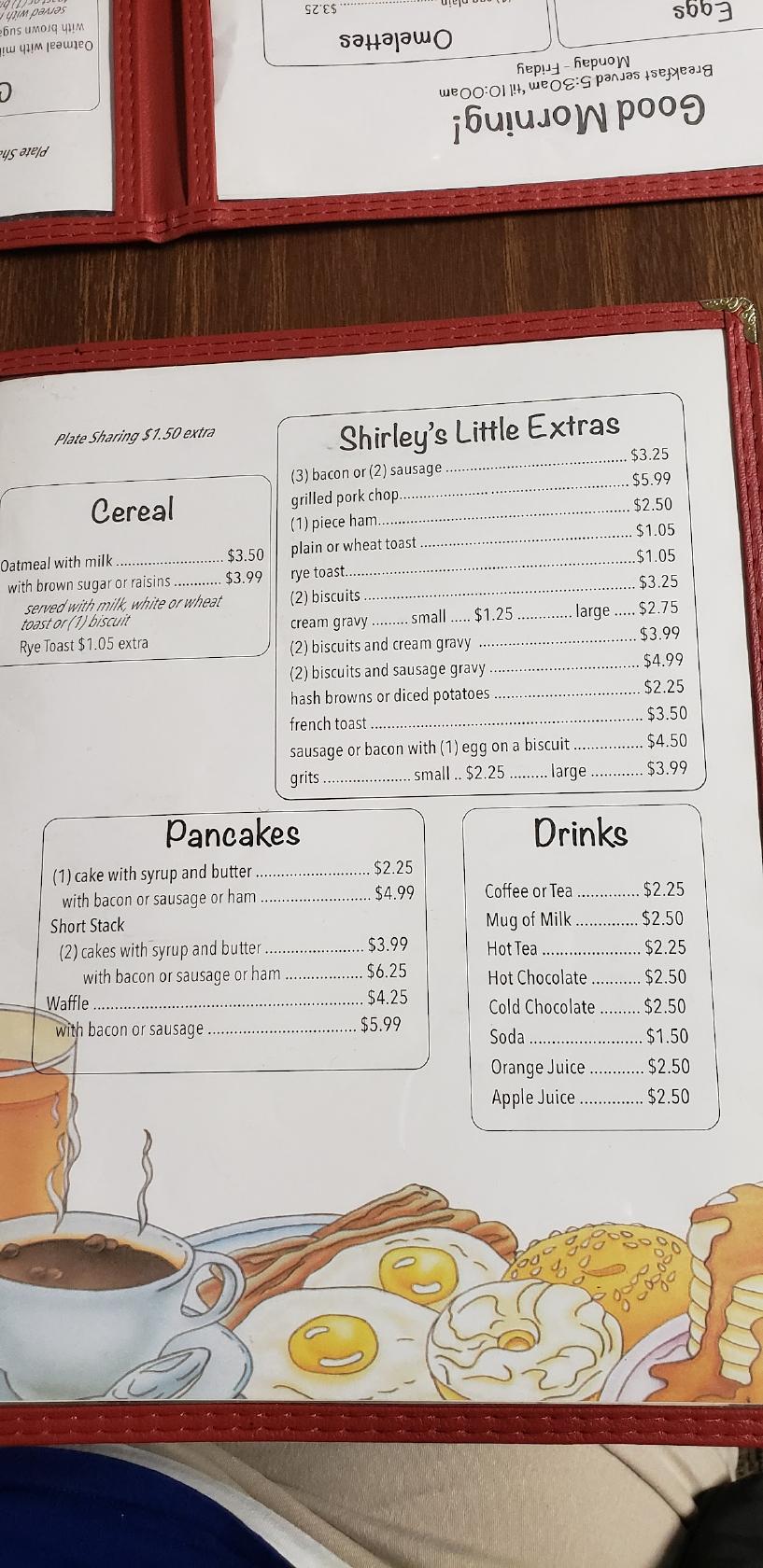 Menu at Santa Fe & SP Cafe, Brenham