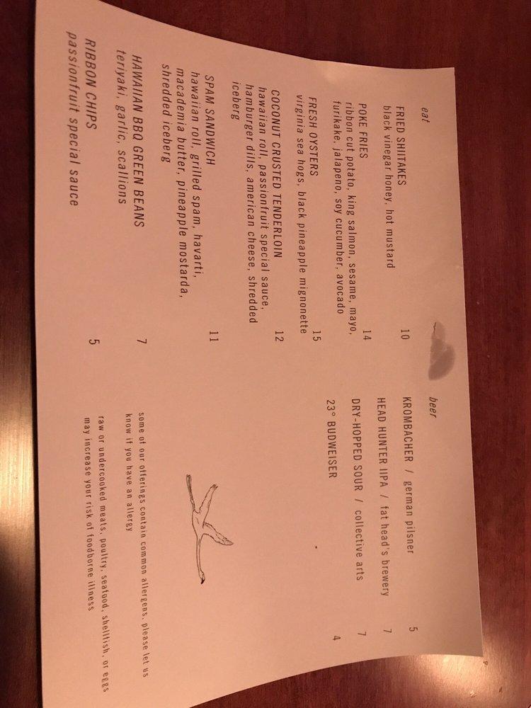 Menu at Strange Bird pub & bar, Indianapolis
