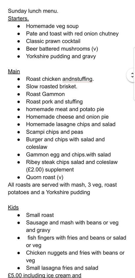 Menu at Royal Oak pub & bar, Ossett