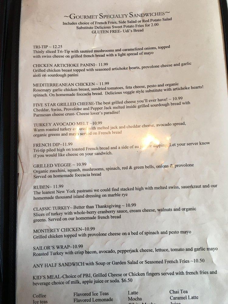 Menu at Toni's Courtyard Café cafe, Merced