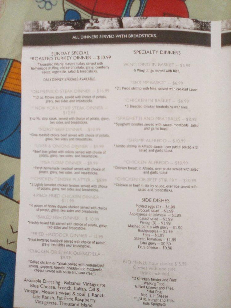 Menu at Ginger's Family Restaurant, Coalport