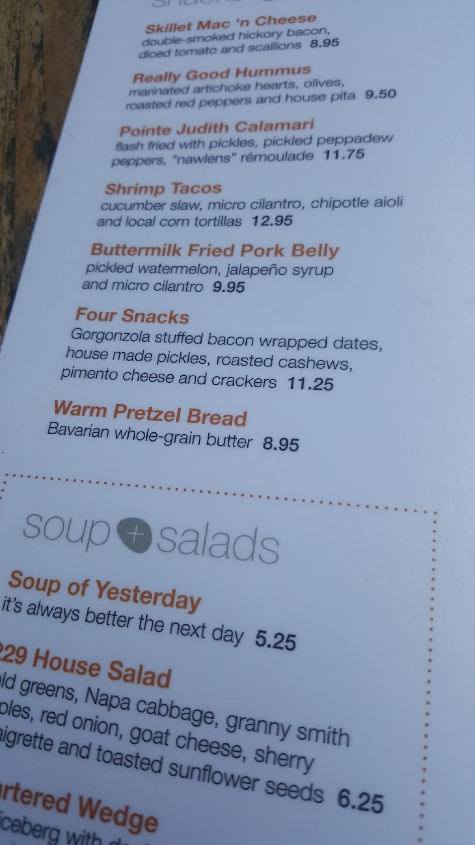 Menu at Milestone 229 restaurant, Columbus