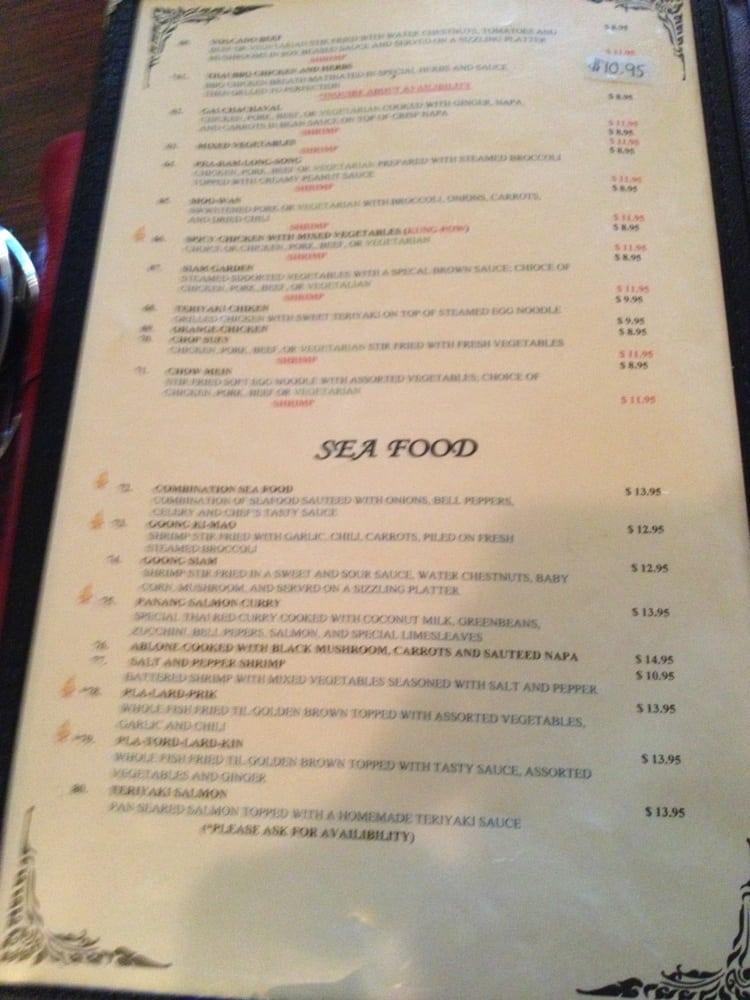 Menu at Royal Siam Cuisine Thai Restaurant, Joshua Tree