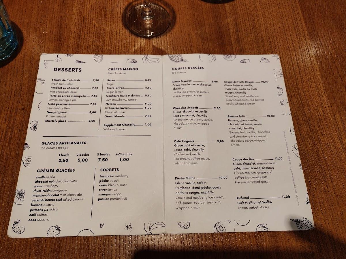 Menu at Chez Roger restaurant, Marseille