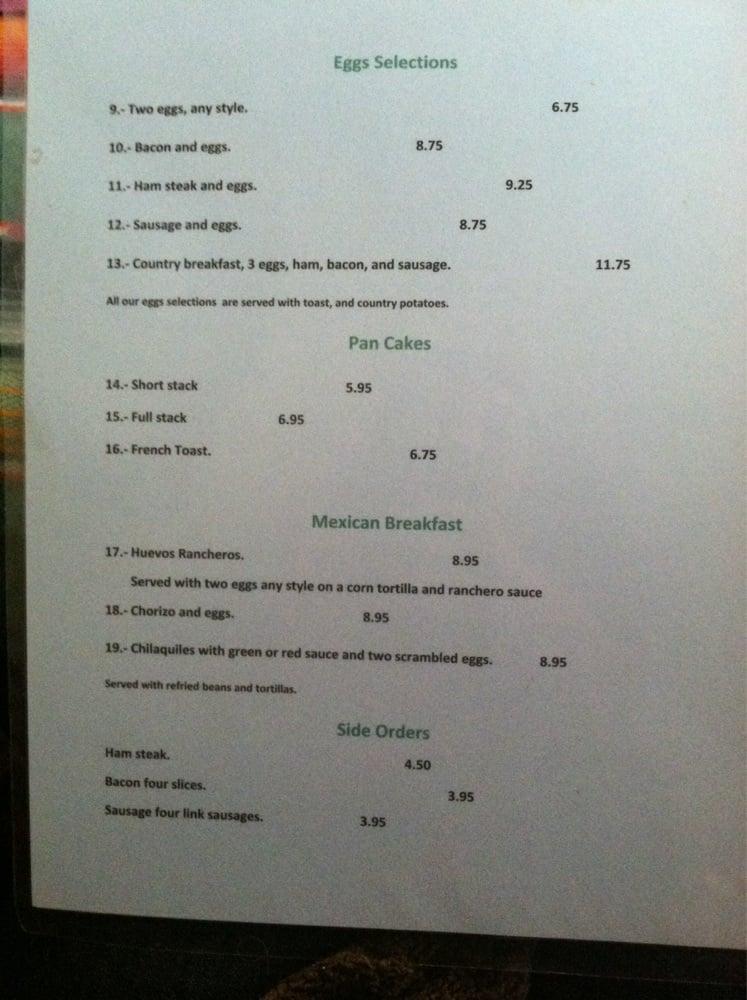 Menu at El Rey Restaurant, Pauma Valley