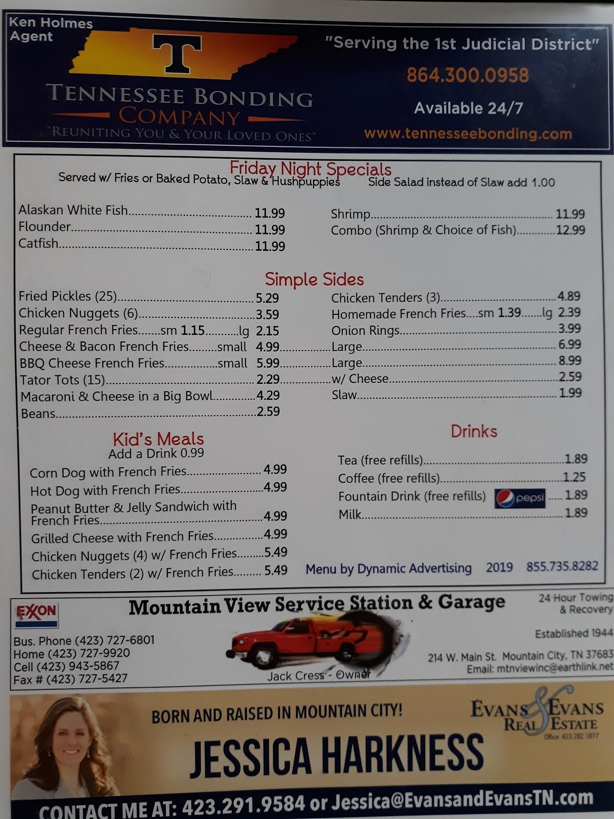 Menu at Farmers Barbeque & Grill, Mountain City, 418 S Church St