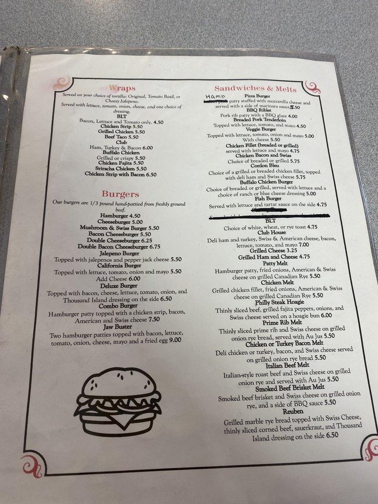 Menu at Foxy Roxy's Diner restaurant, Lancaster