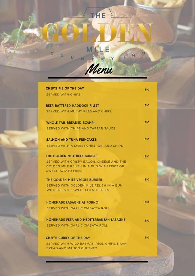 Menu at Golden Mile Inn pub & bar, Bridgend