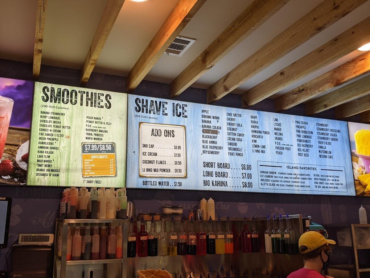 Menu at Hokulia Shave Ice - Savannah, GA pub & bar, Savannah