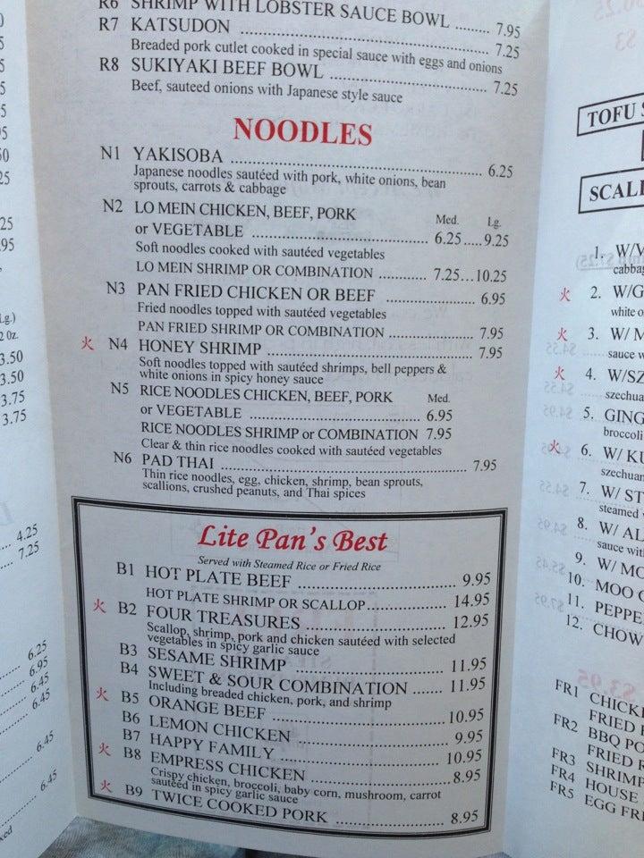 Menu at Lite Pan restaurant, Burkburnett